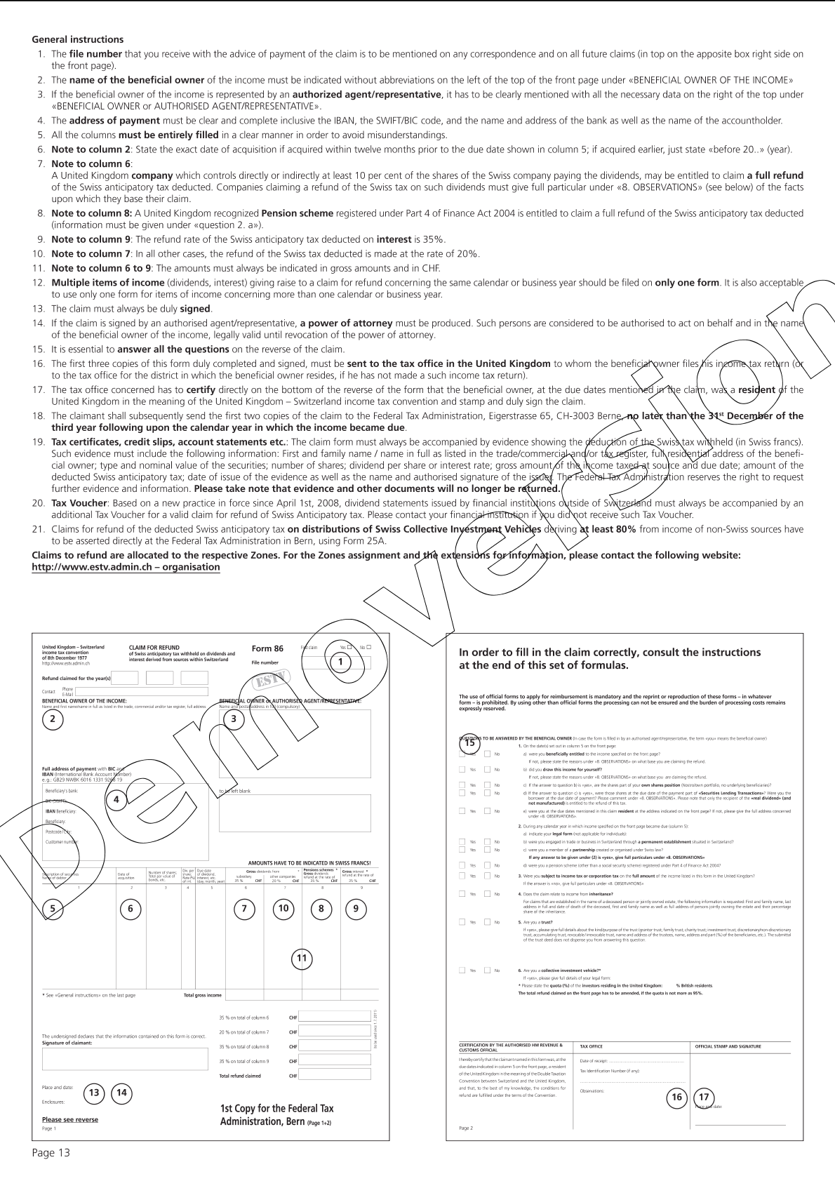 CH - Form 86 — Confinale Tax Reclaim v2.1.1-0-gb4a9761 documentation