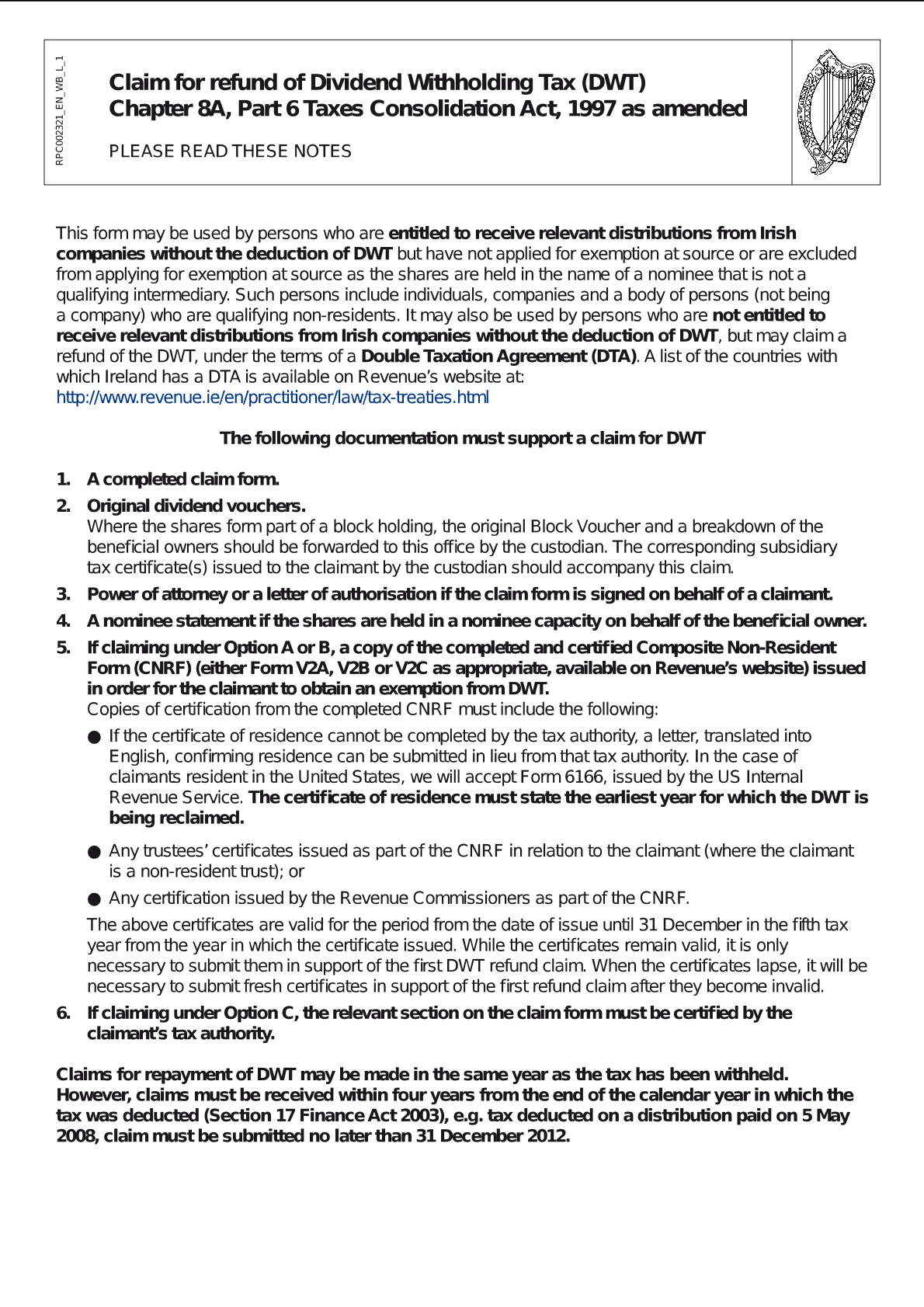 IE - Form DWT EUR — Confinale Tax Reclaim v2.1.8-0-ga65fb56 documentation